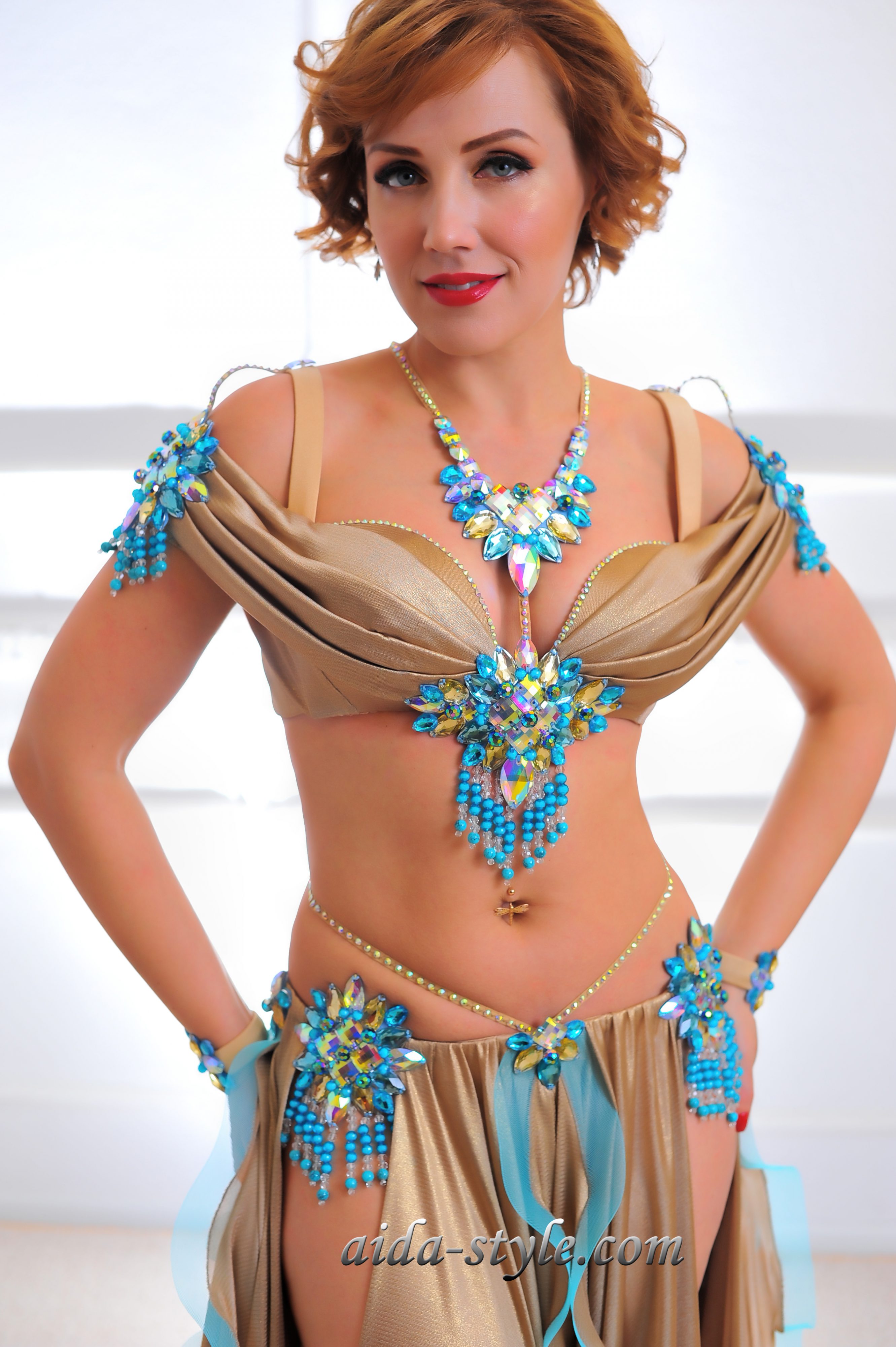 Gorgeous Gold Belly Dance Costume Aida Style